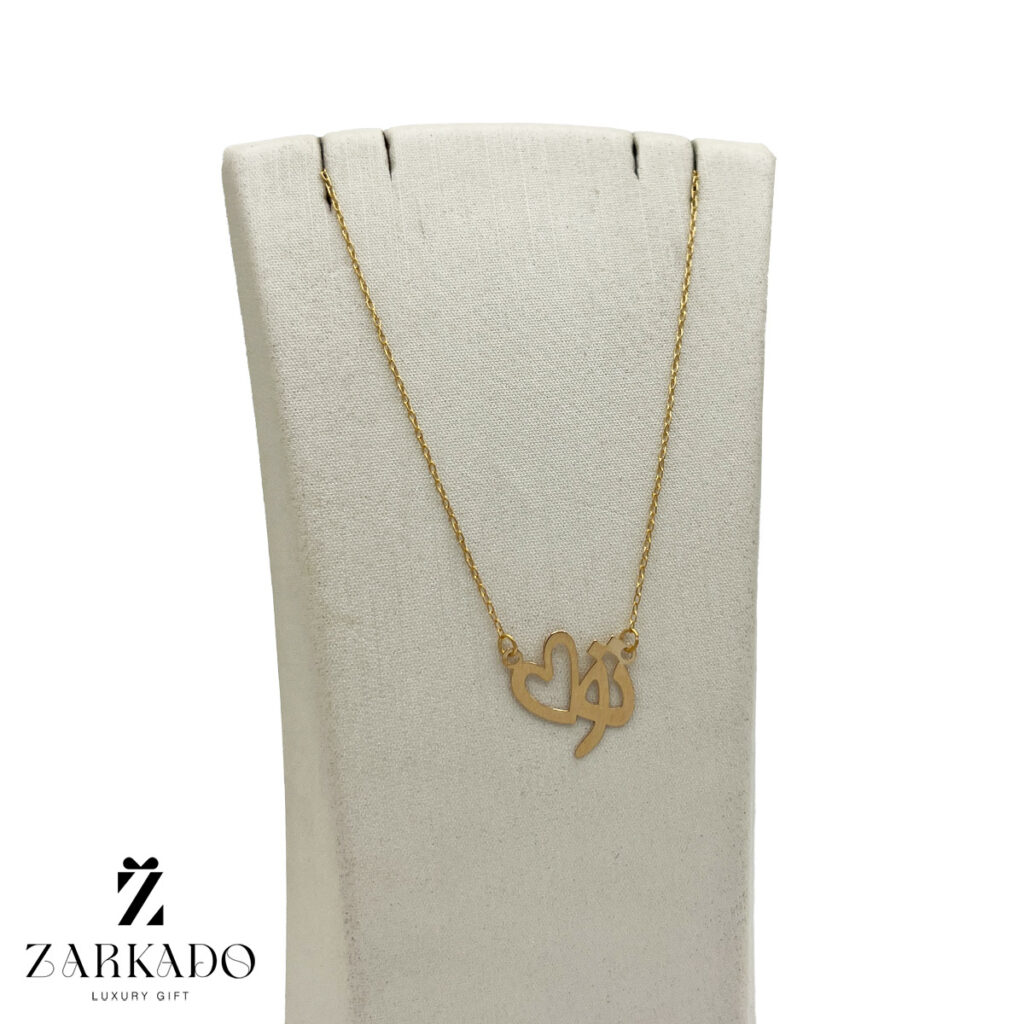 گردنبند طلا طرح تو و قلب کد N3199