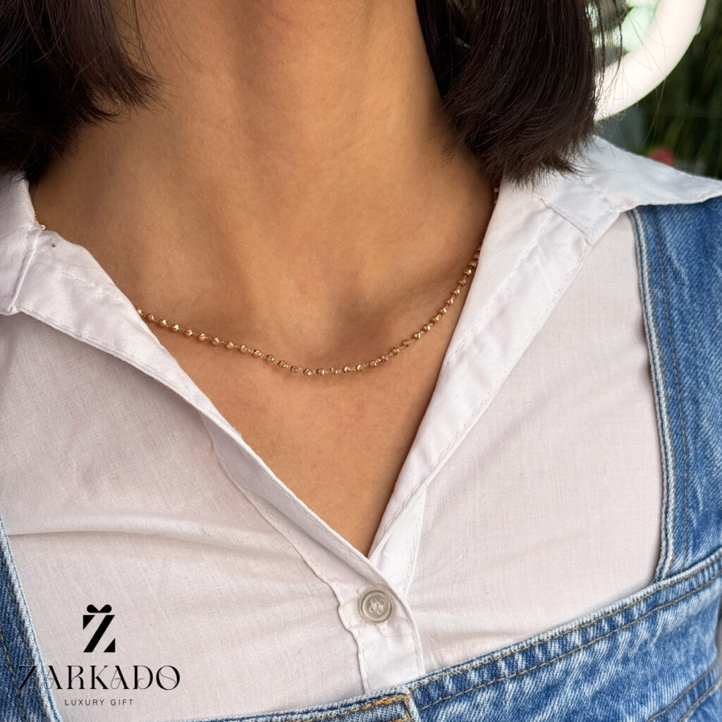 گردنبند طلا گوی البرنادو چسبیده رزگلد کد N14502